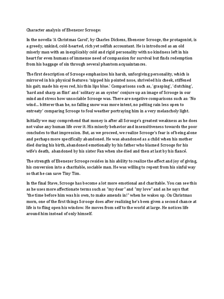 Character Analysis of Ebenezer Scrooge | PDF
