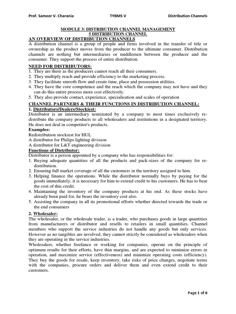 Distribution Channels | PDF | Retail | Inventory