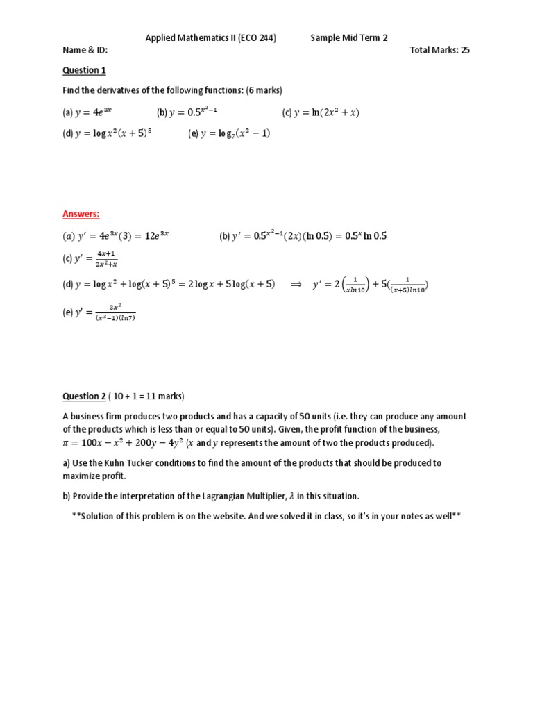 244 Sample | PDF | Logarithm | Function (Mathematics)
