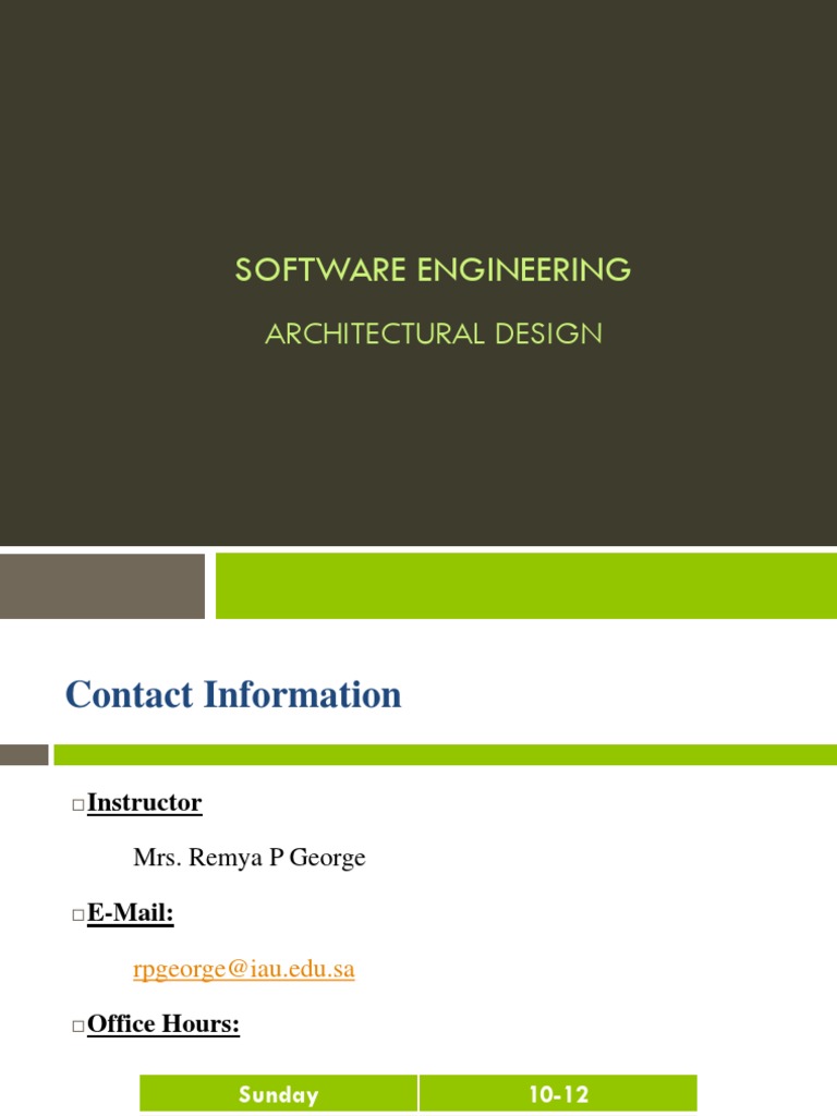 Software Engineering: Architectural Design | PDF | Model–View ...