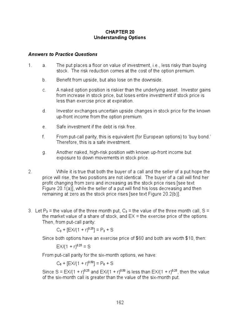Answers To Practice Questions: Understanding Options | PDF | Put Option ...