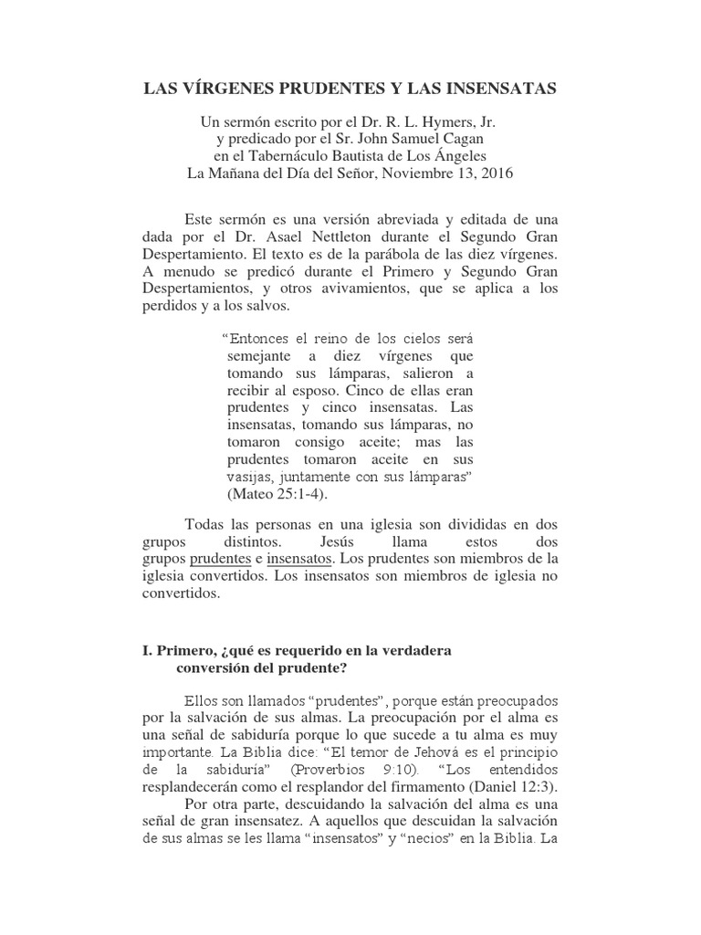 Las Vírgenes Prudentes y Las Insensatas | PDF | Cristo (título) | María ...