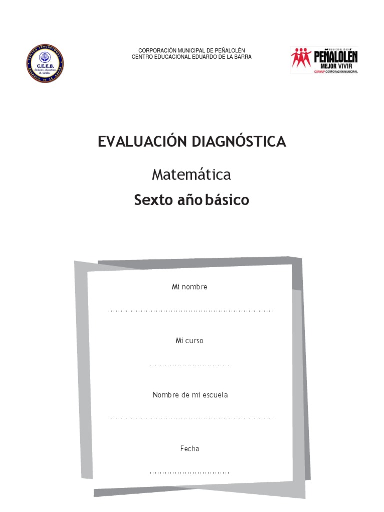 Evaluación Diagnóstica Matemática 6° Básico | PDF | Panes | Triángulo