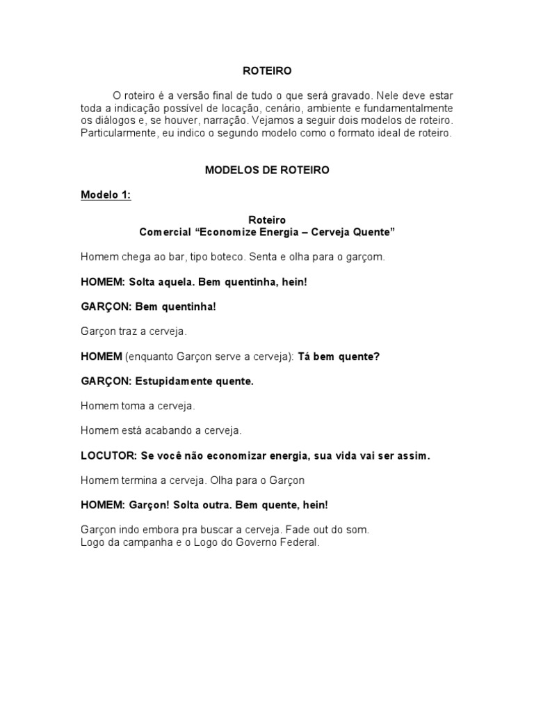 13 Modelos de Roteiro | PDF