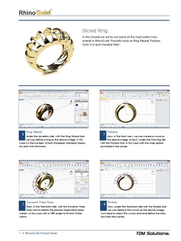 RhinoGold 4.0 - Level 1 - Tutorial 018P - Sliced Ring | PDF | Teaching ...