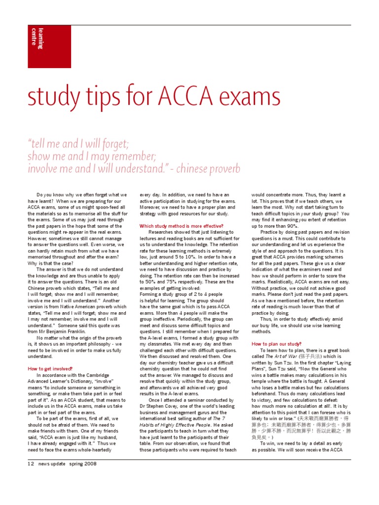 Study Tips For ACCA Exams | PDF | Goal | Professional Development