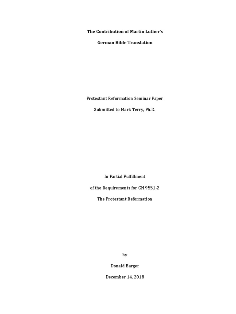 The Contribution of Martin Luther's German Bible Translation | PDF ...