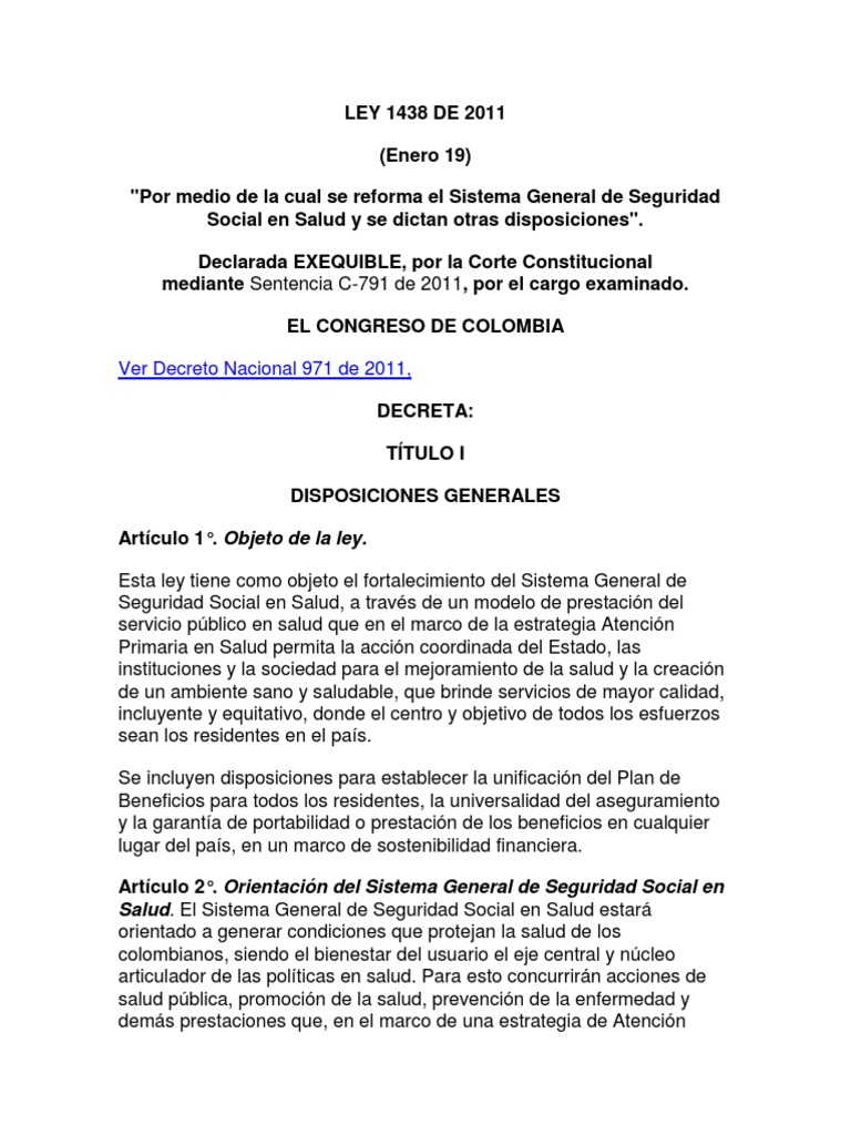 LEY 1438 DE 2011.docx | Gobierno | Política