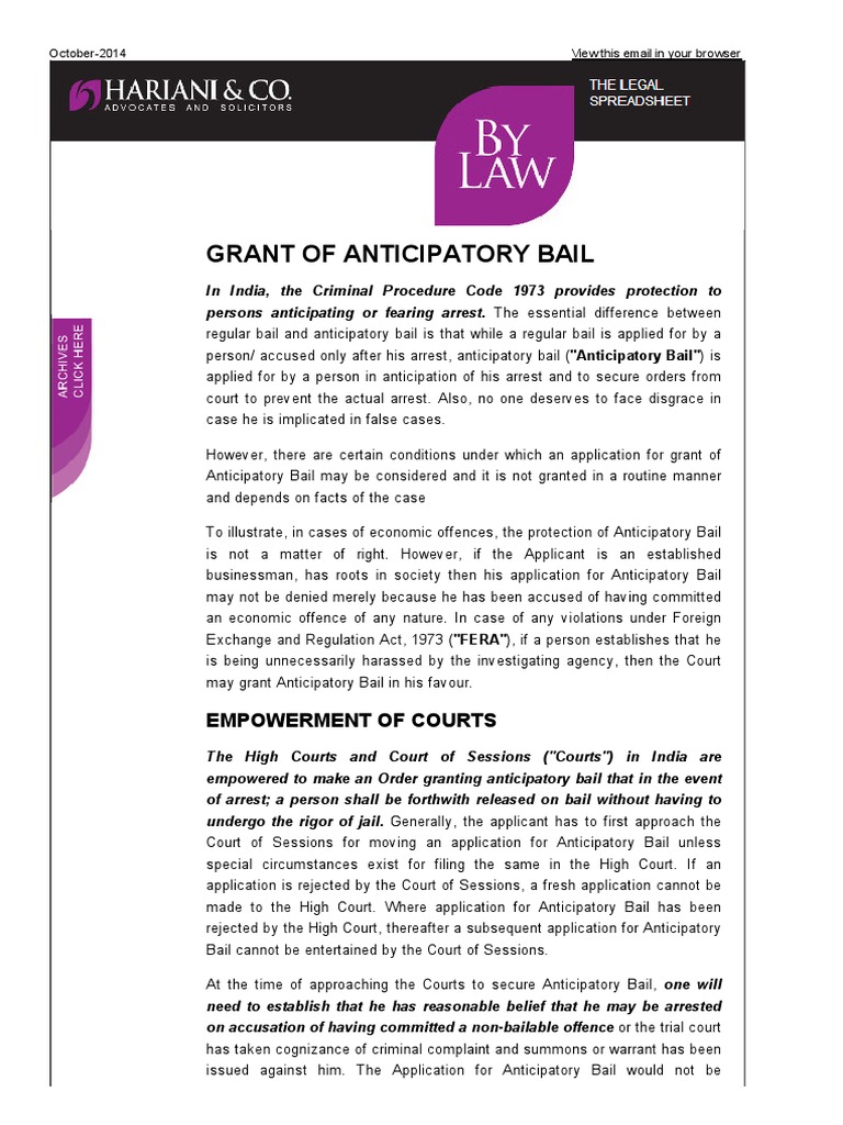 Draft Anticipatory Bail ApplicatioN | PDF | Bail | Arrest