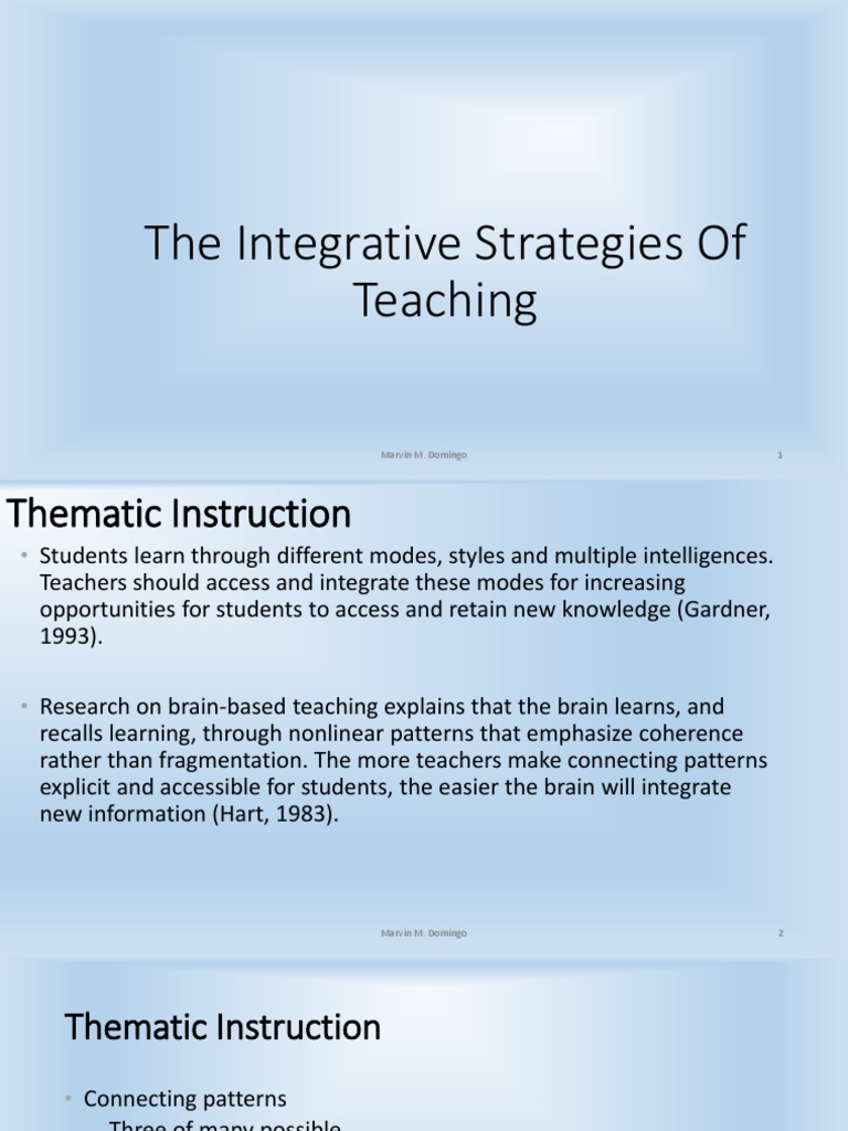 The Integrative Strategies of Teaching: Marvin M. Domingo 1 | PDF ...