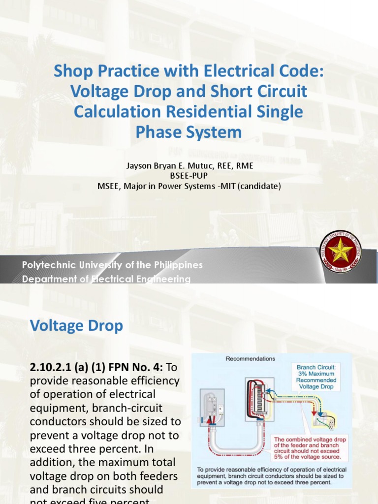 12 Voltage Drop and Short Circuit Calculation PDF | PDF | Voltage | Transformer