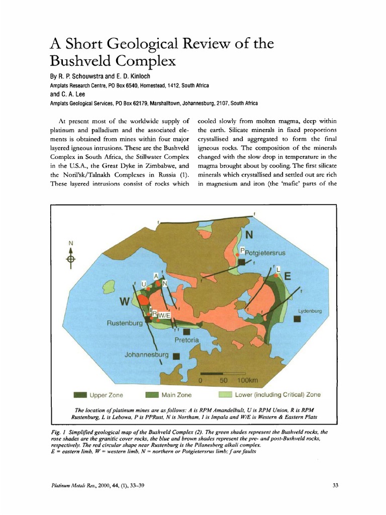 Geological Overview of Bushveld Complex | PDF | Platinum | Minerals