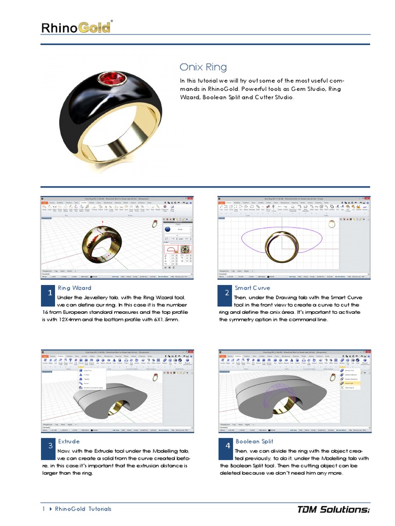 RhinoGold Onix Ring Tutorial | PDF | Extrusion | Teaching Mathematics