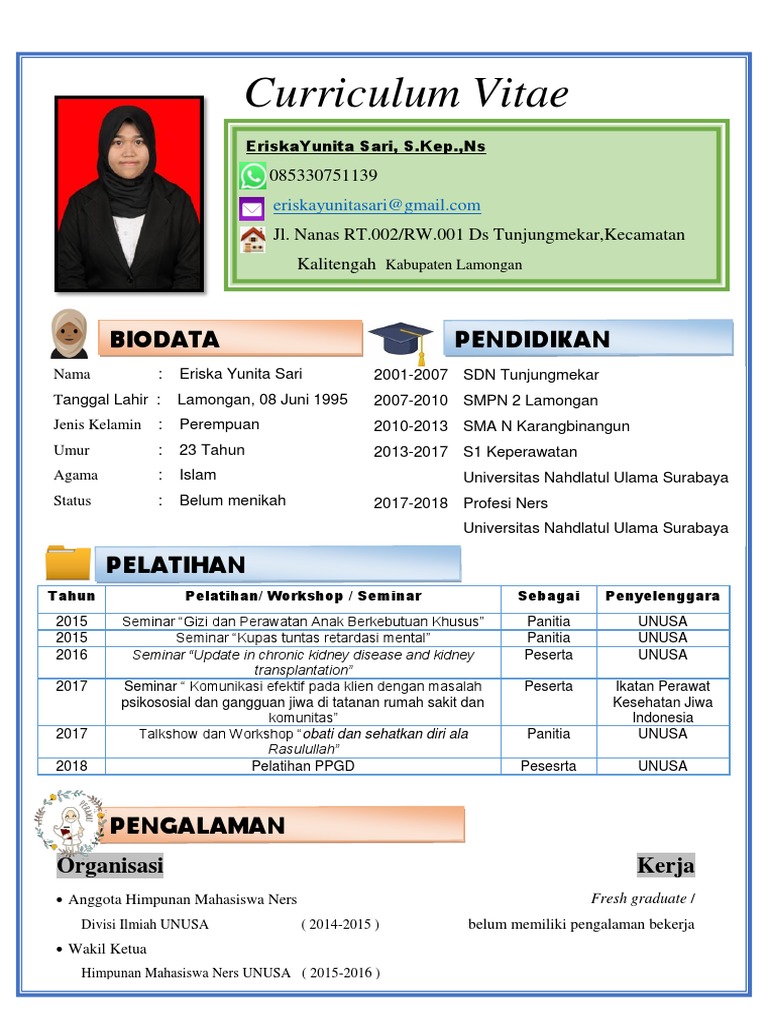 CV Perawat Ners Fresh Graduate | PDF