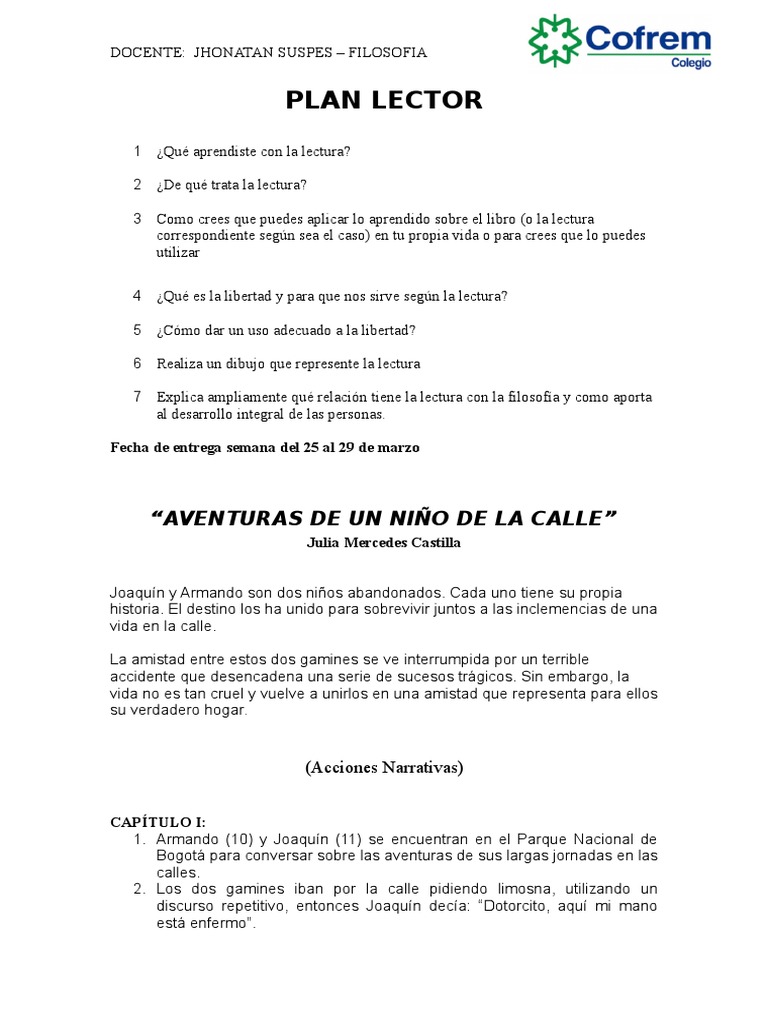 Aventuras de Un Nino de La Calle Sintesis | PDF | Alimentos
