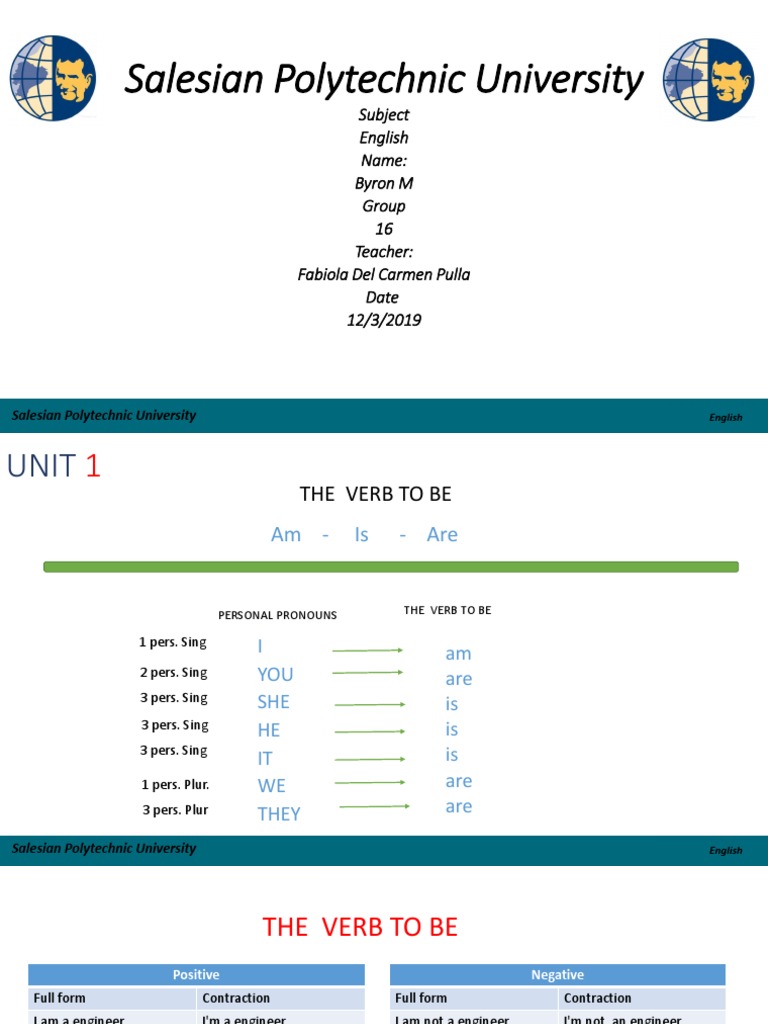 Salesian Polytechnic University: Subject English Name: Byron M Group 16 ...