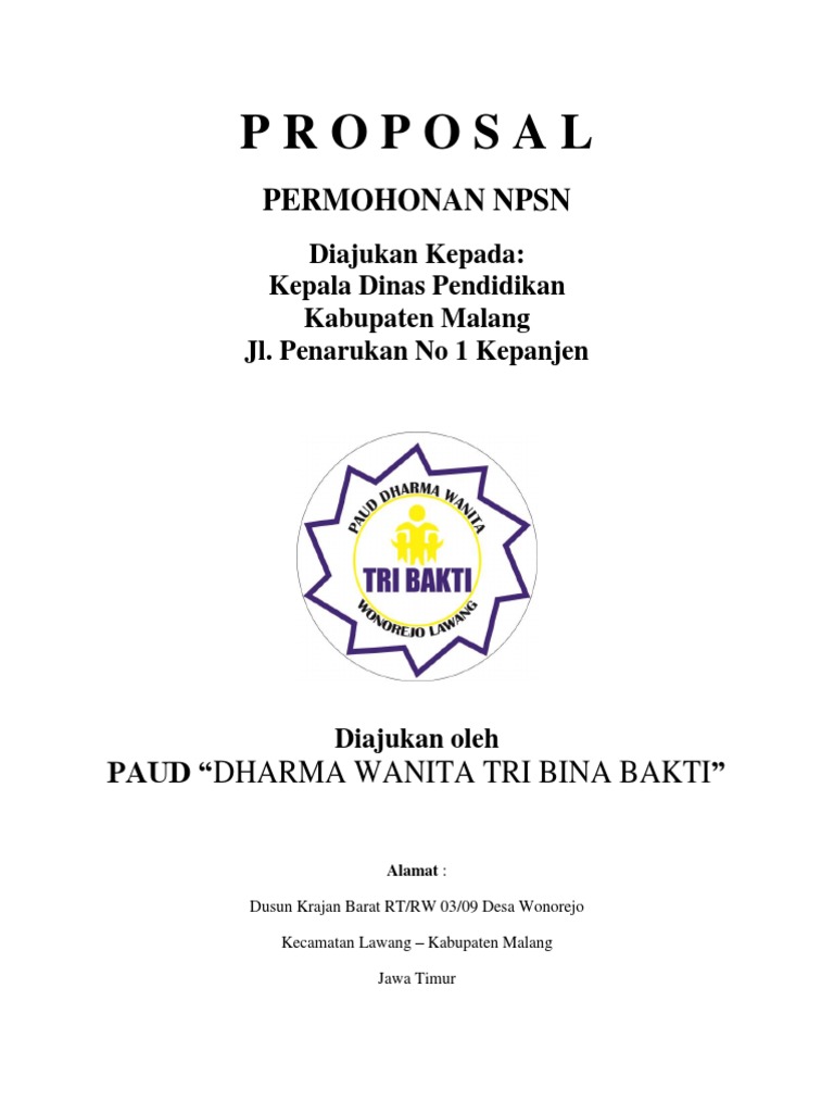 Proposal Permohonan NPSN PAUD Al-Fattah | PDF