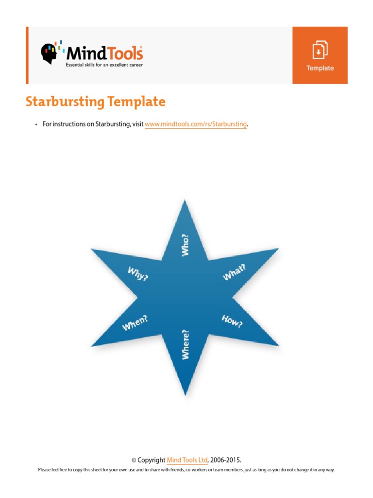 Starbursting Template: - For Instructions On Starbursting, Visit | PDF