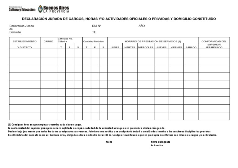 DECLARACIÓN JURADA DE CARGOS A4 | PDF | Gobierno