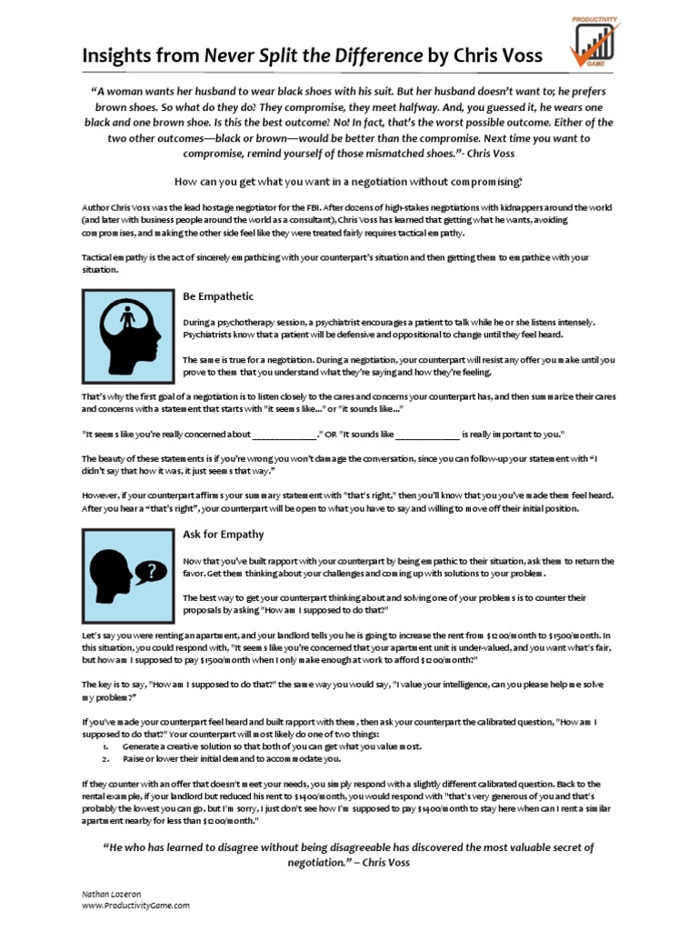 Never Split The Difference PDF | PDF | Empathy | Negotiation