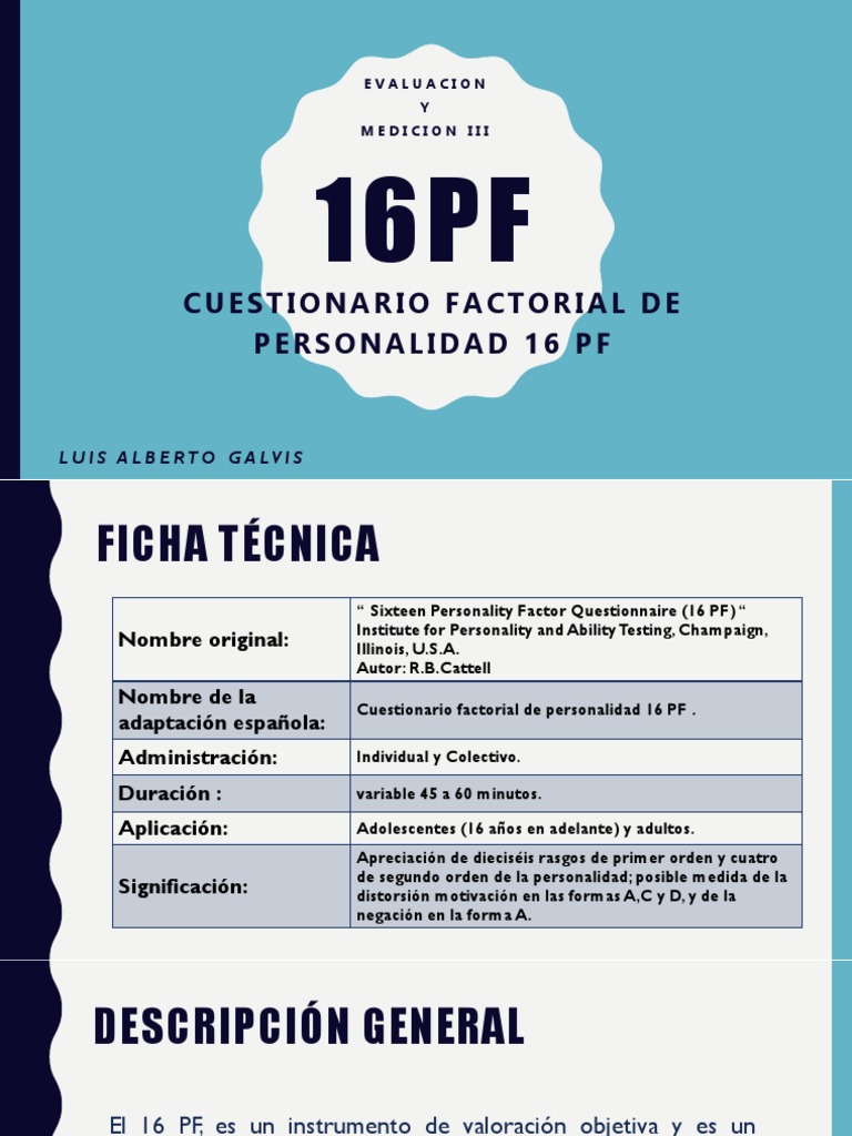 16PF Explicacion Simple | PDF | Psicología de la personalidad | Sicología