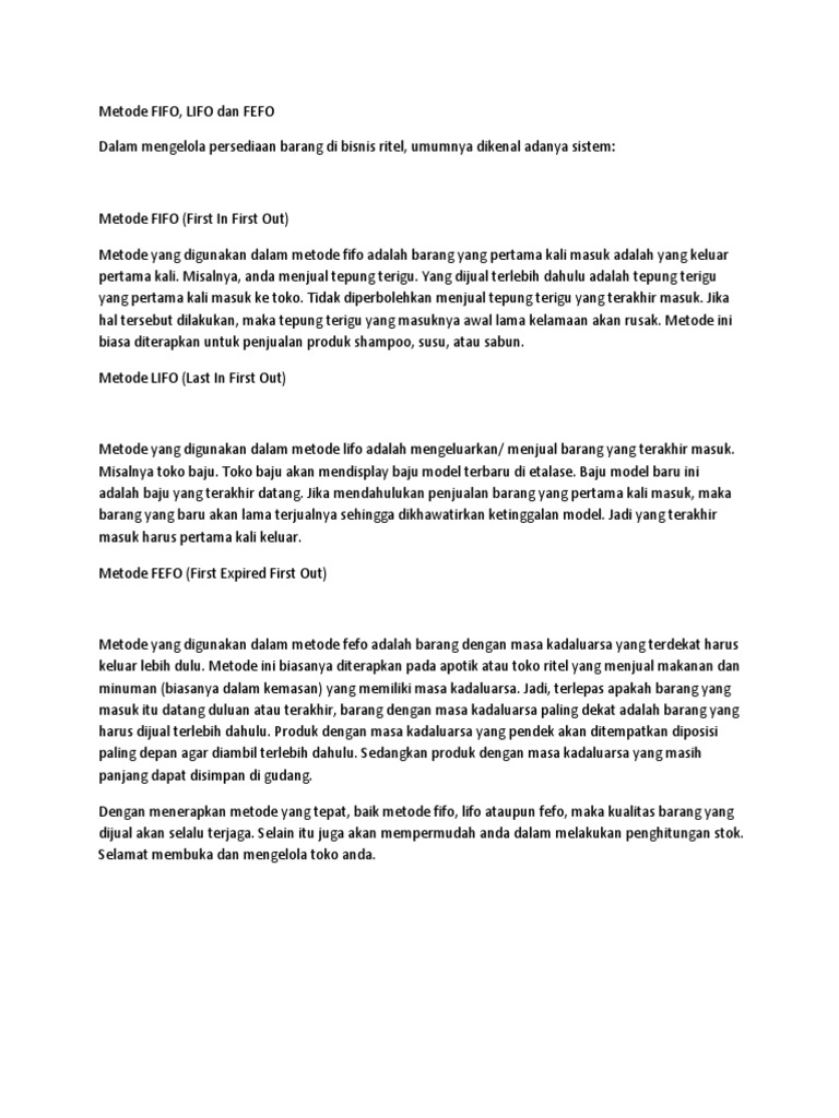 Pengertian Metode FIFO, LI-WPS Office | PDF
