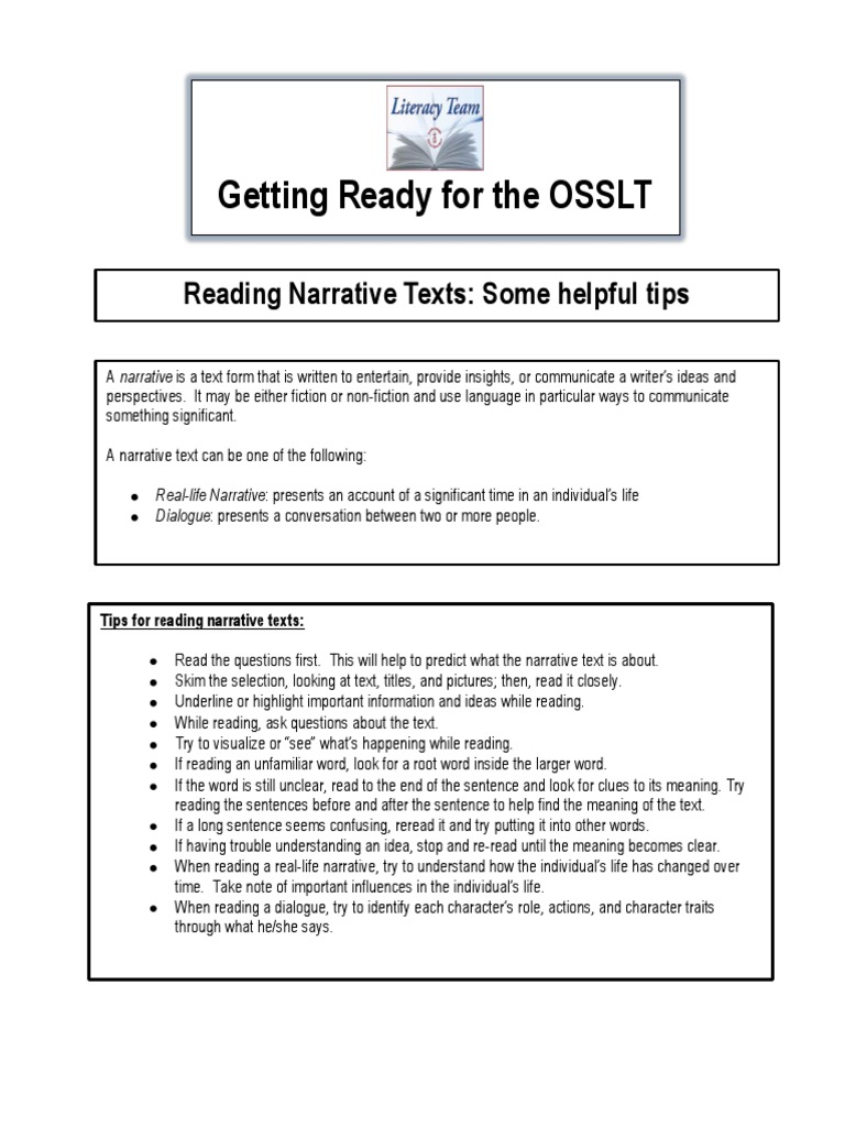 Reading Narrative Texts | PDF