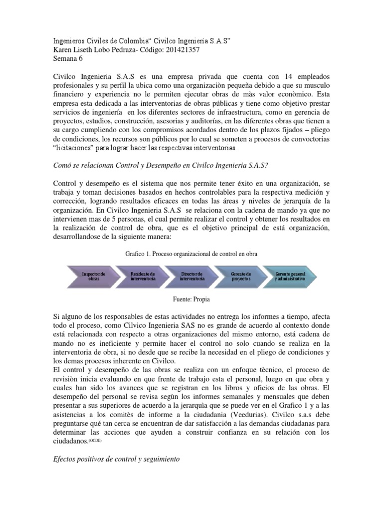 Karen Liseth Lobo Pedraza 201421357 Control y Desempeño | PDF ...