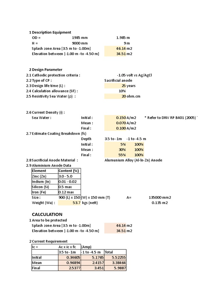 Anode Calculation - Caisson | PDF | Anode | Atoms