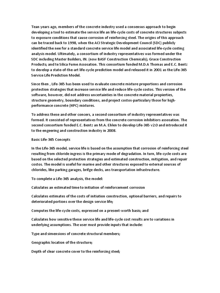 Life-365 Service Life Prediction Model Version 2.0 | PDF | Corrosion ...