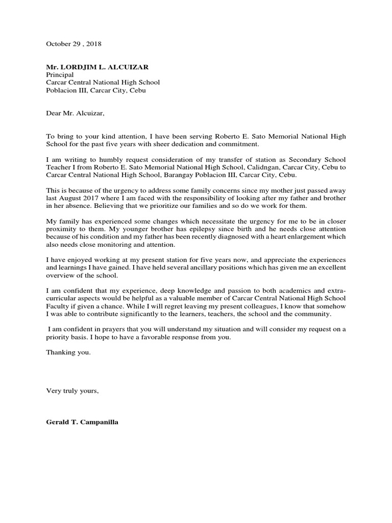 Letter of Transfer | PDF