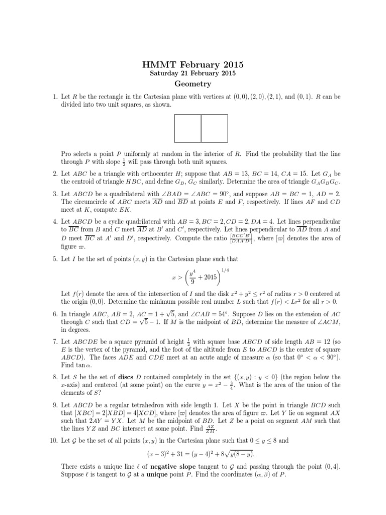 HMMT February 2015: Geometry | Download Free PDF | Triangle | Geometric ...