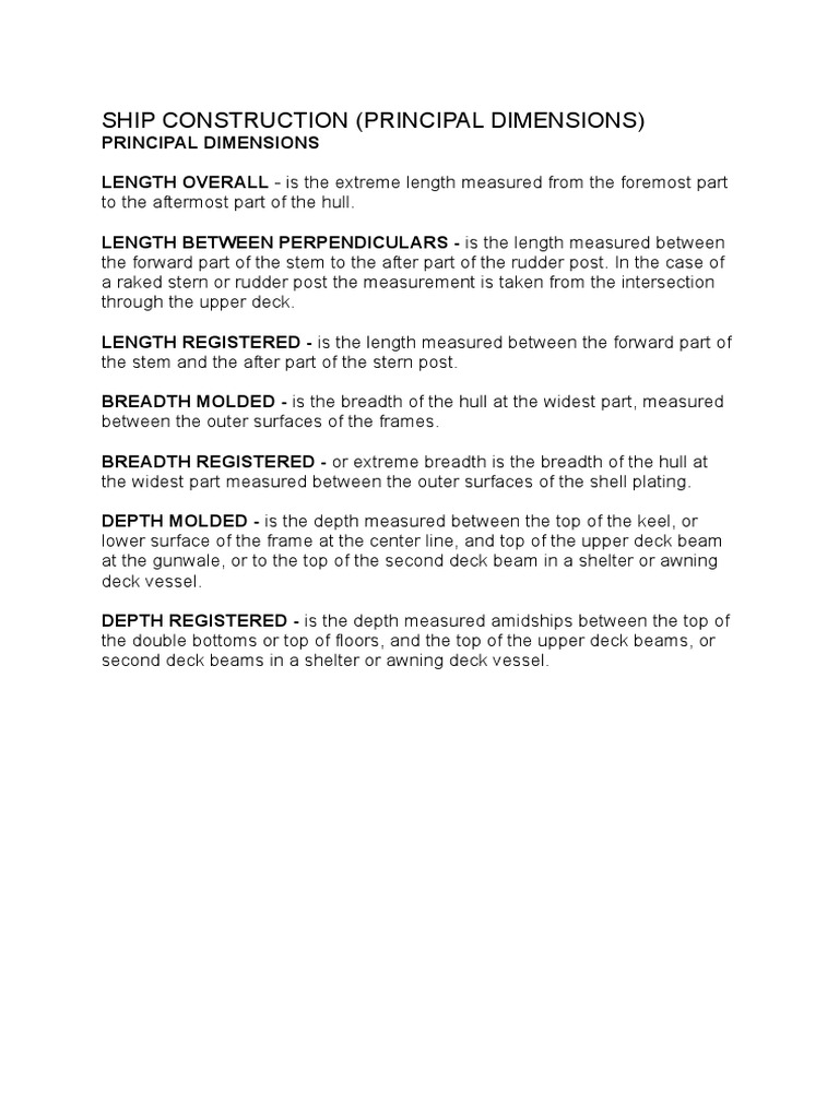 SHIP CONSTRUCTION Principle Dimensions | PDF