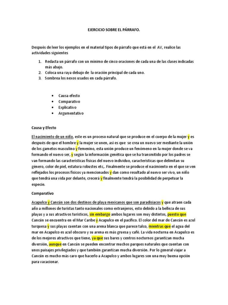Ejercicio Sobre El Párrafo. | PDF | Arboles | Calentamiento global