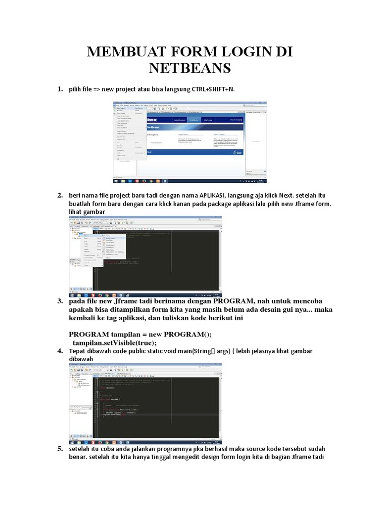 Membuat Form Login Di Netbeans | PDF