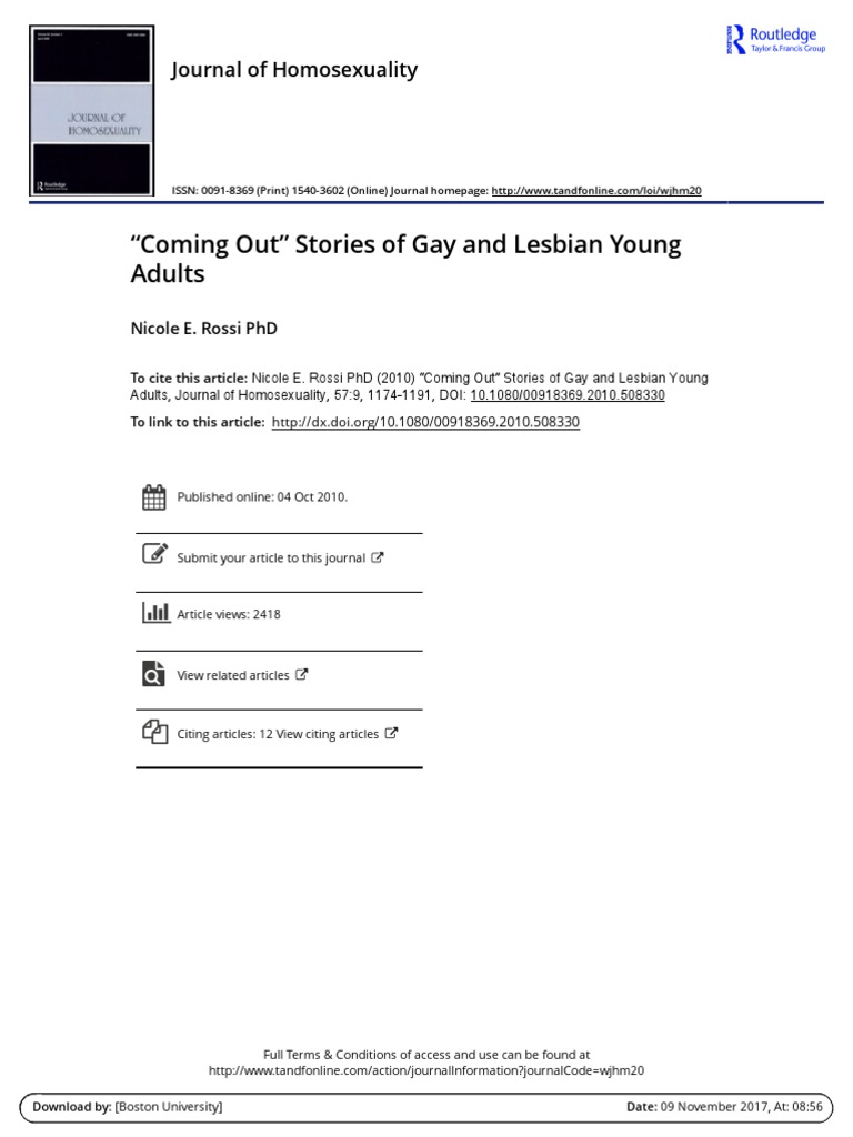 "Coming Out" Stories of Gay and Lesbian Young Adults | PDF | Coming Out ...