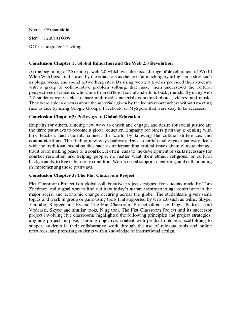 Conclusion Chapter 1: Global Education and The Web 2.0 Revolution | PDF ...