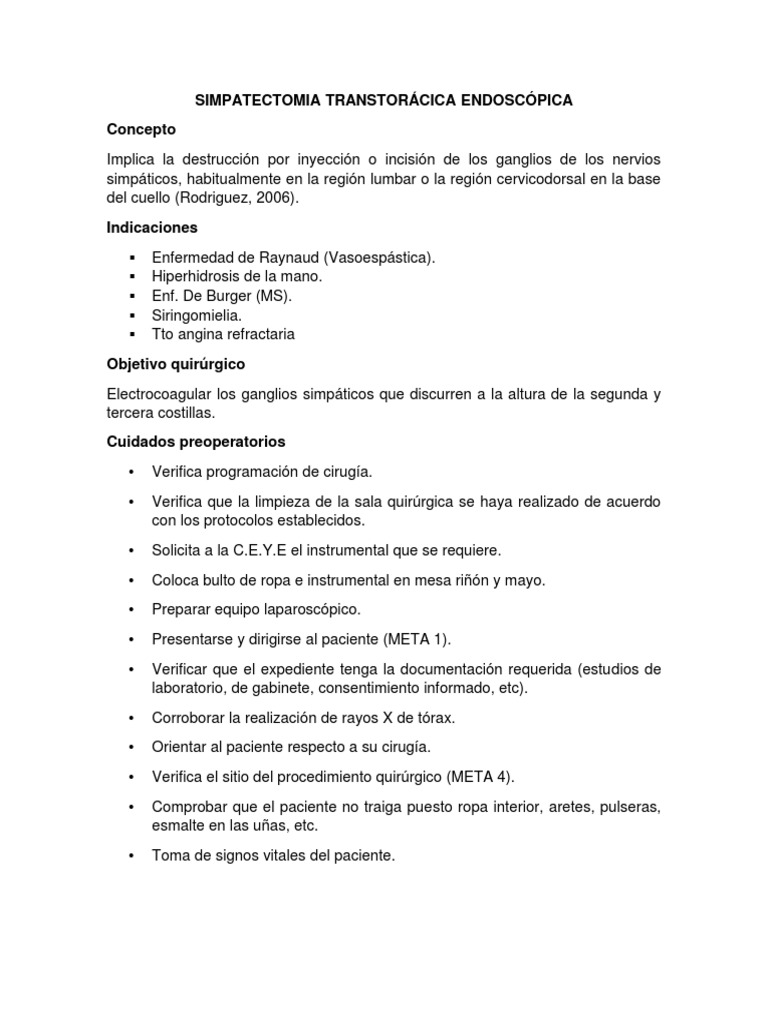 Simpatectomia Transtorácica Endoscópica | PDF | Cirugía ...