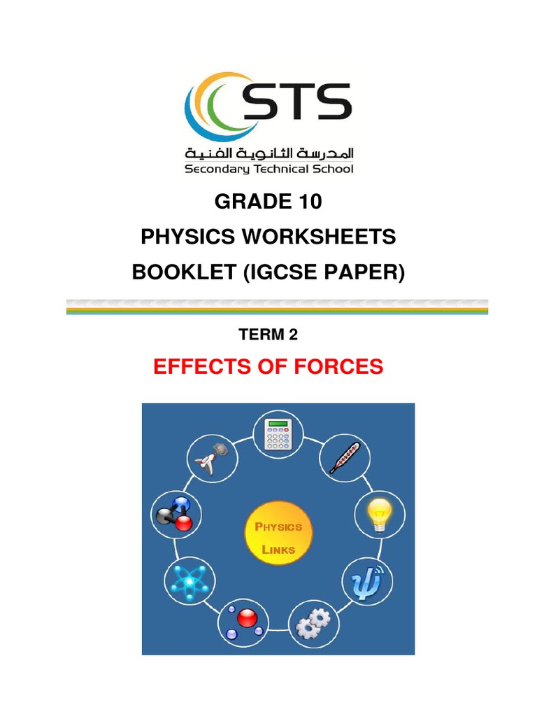 Worksheets Booklet Phys G10 T2 Effects Of Forces Pdf