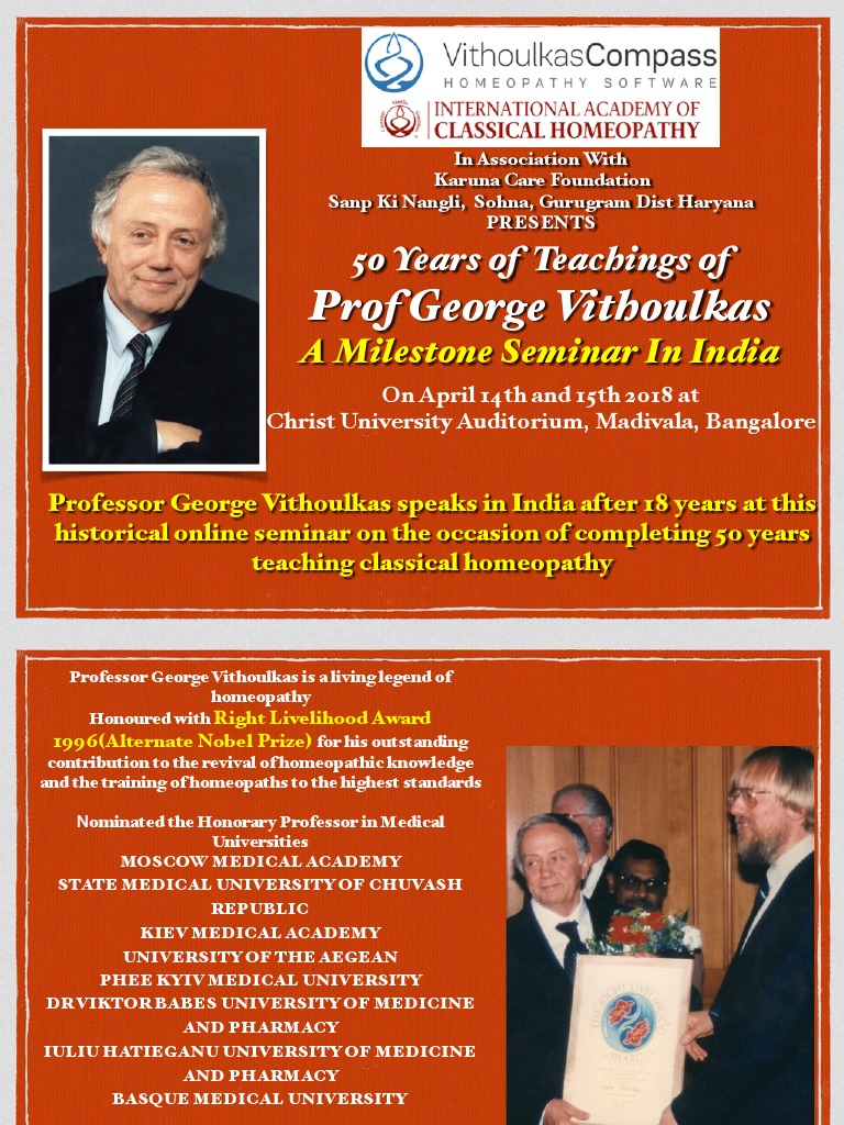 50 Years of Teachings Of: Prof George Vithoulkas | PDF | Homeopathy ...