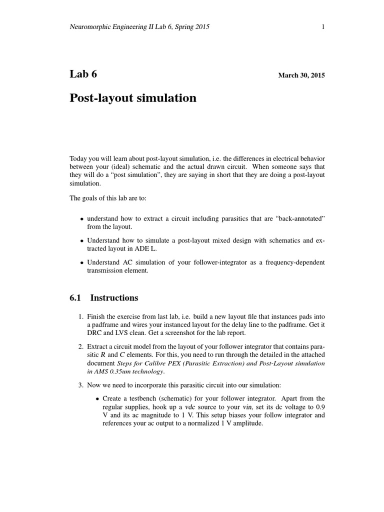 Post-Layout Simulation: 6.1 Instructions | PDF | Electronic Circuits ...
