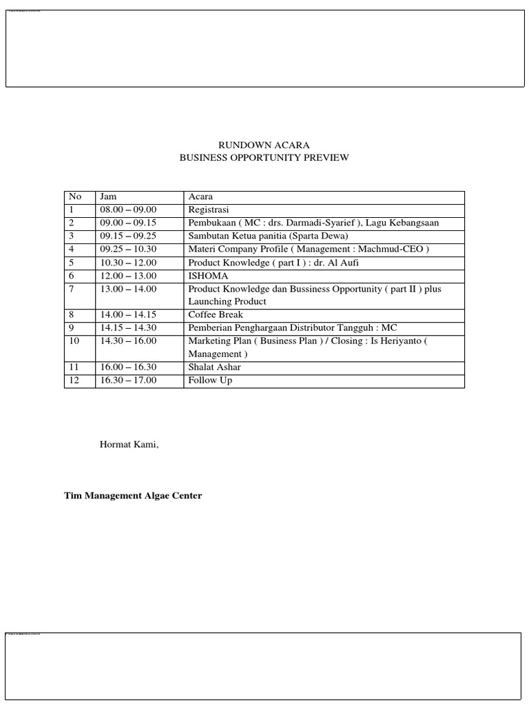 Rundown Acara | PDF