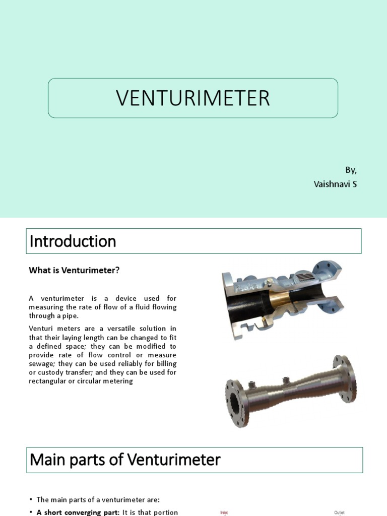 Understanding Venturimeter Functionality | PDF | Fluid Dynamics | Pressure