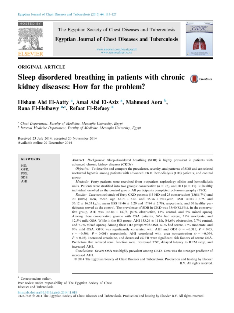 Sleep Disordered Breathing in Patients With Chronic Kidney Diseases How ...
