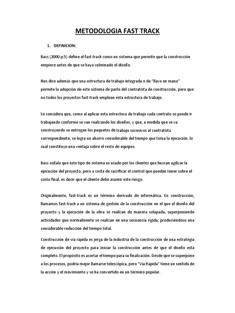 Fast Track Metodologia | PDF | Diseño | Planificación