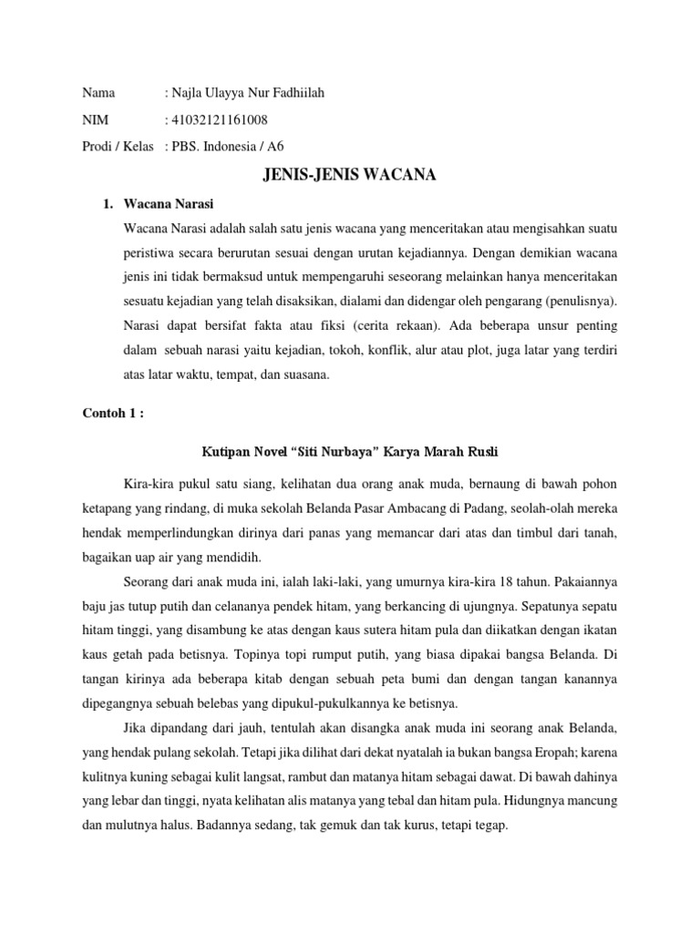 Jenis-Jenis Wacana Dan Contohnya | PDF