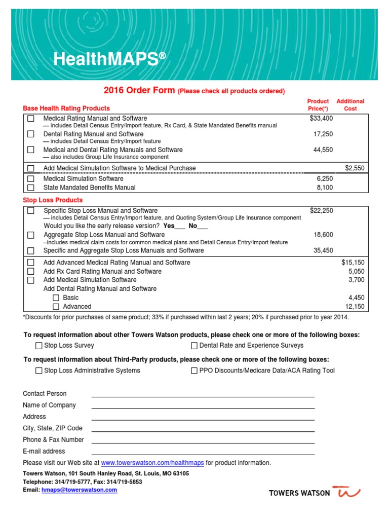 2016 Healthmaps Orderform | PDF | Health Care | Service Industries