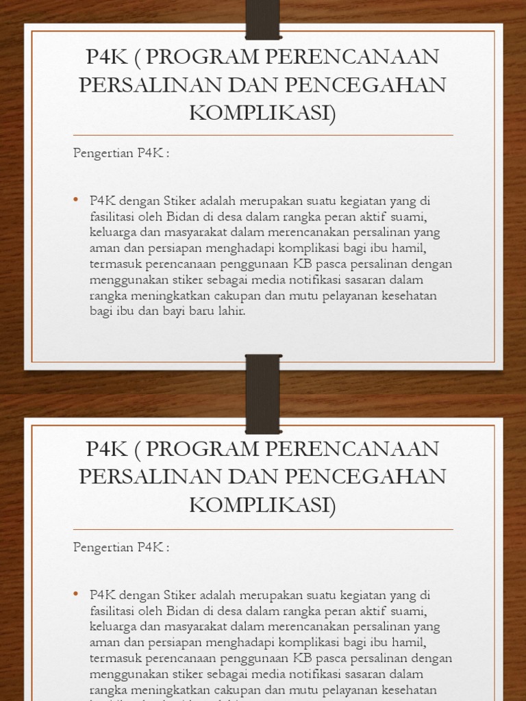 p4k (Program Perencanaan Persalinan Dan Pencegahan Komplikasi | PDF | Ilmu Sosial | Kesehatan ...