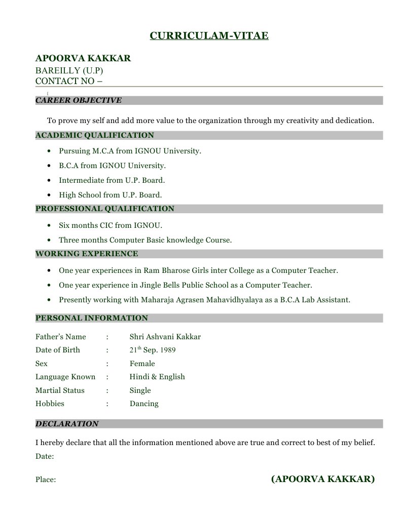 Apoorva Kakkar's CV and Qualifications | PDF