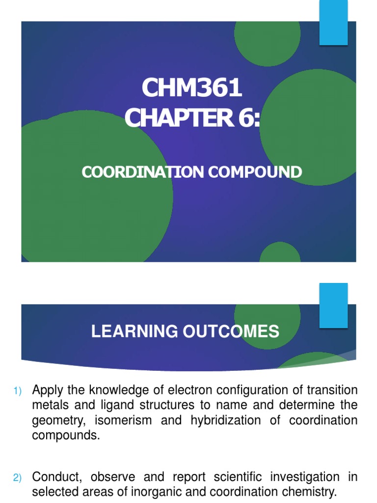 CHM361-CHAPTER 5 Coordination Compound PDF | PDF | Coordination Complex | Ligand